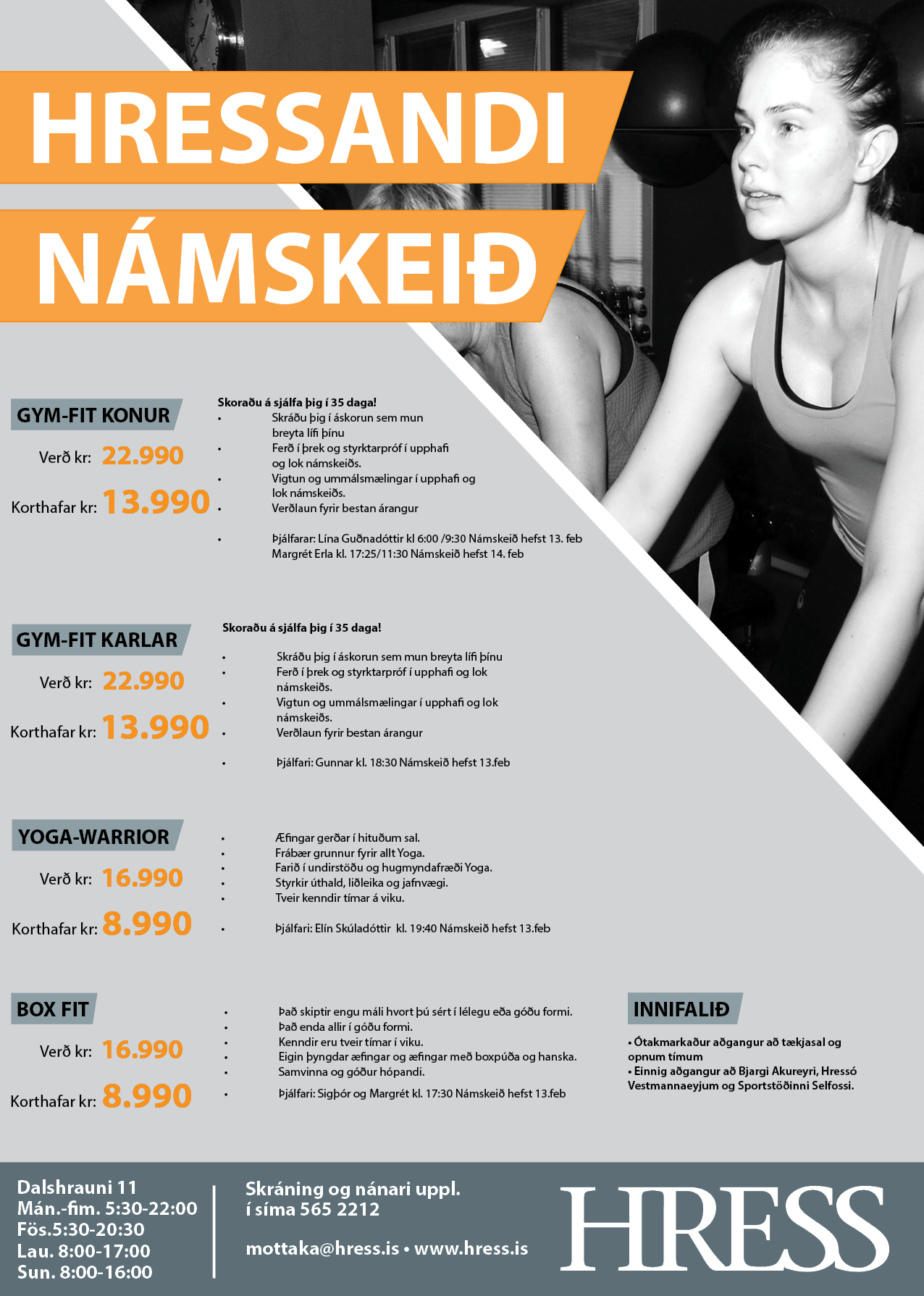 Ný námskeið hefjast 13.febrúar – Hress